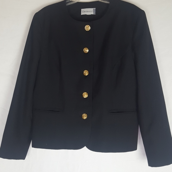 Diversity | Jackets & Coats | Vtg Diversity Black Nazy Blazer Sm | Poshmark